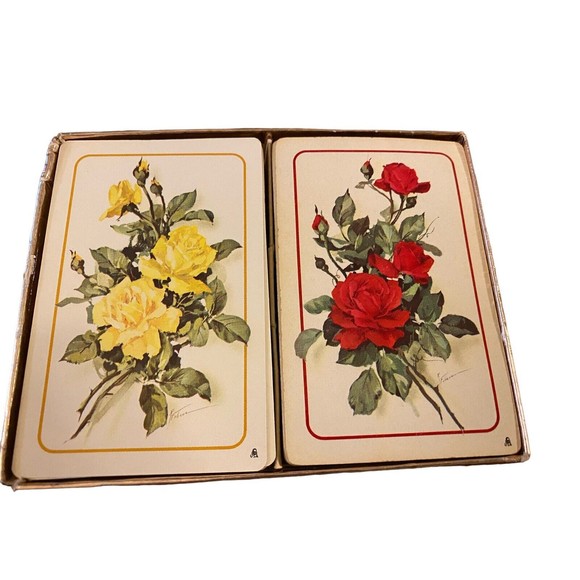 Hoyle | Games | Vintage 2 Decks Of Hoyle Yellow Red Roses Playing Cards ...